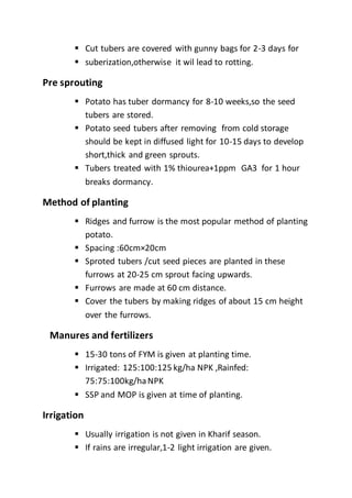 PRODUCTION TECHNOLOGY OF POTATO | DOCX