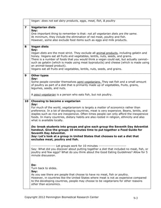 Vegetarianism lesson plan unit 9 | PDF