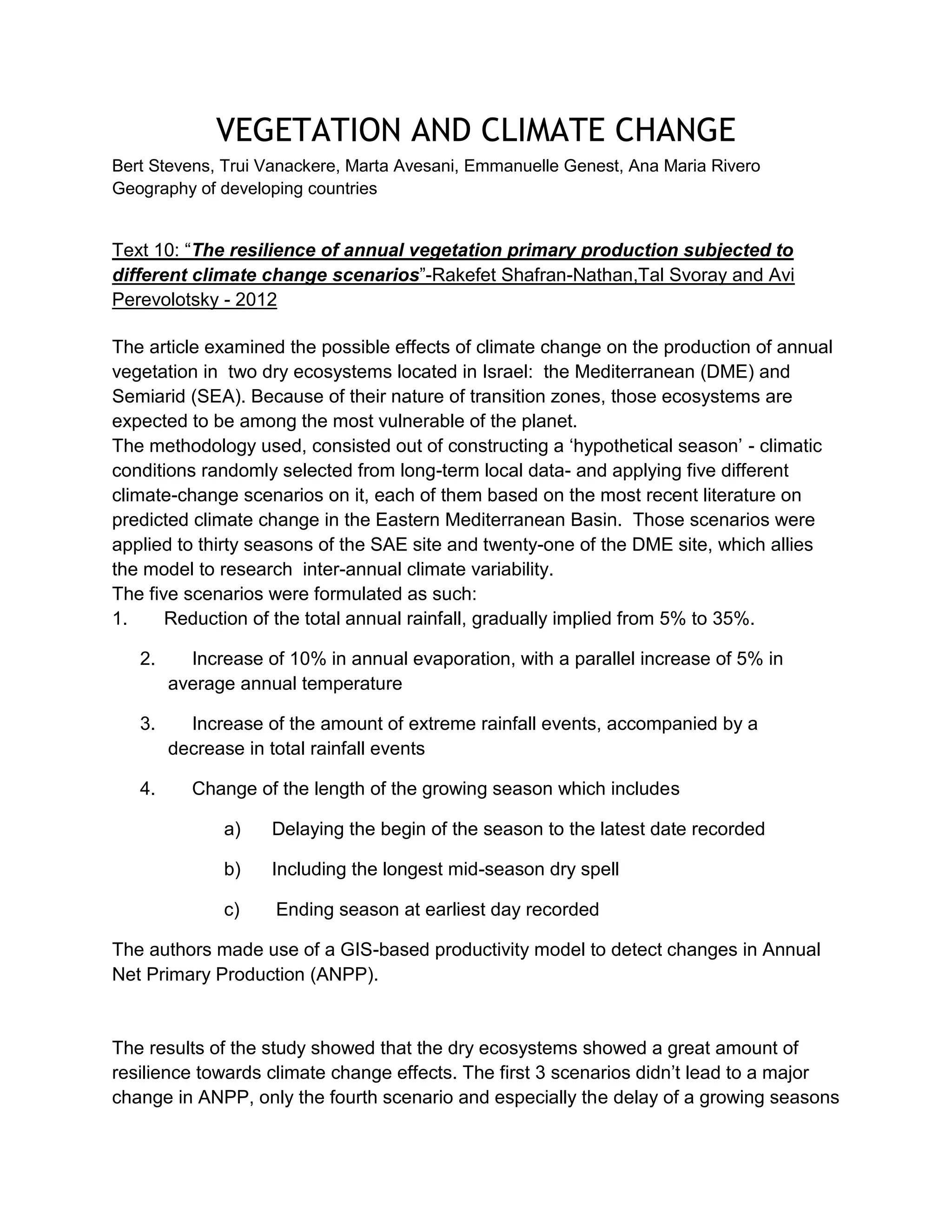 Climate Change and Vegetation | DOCX