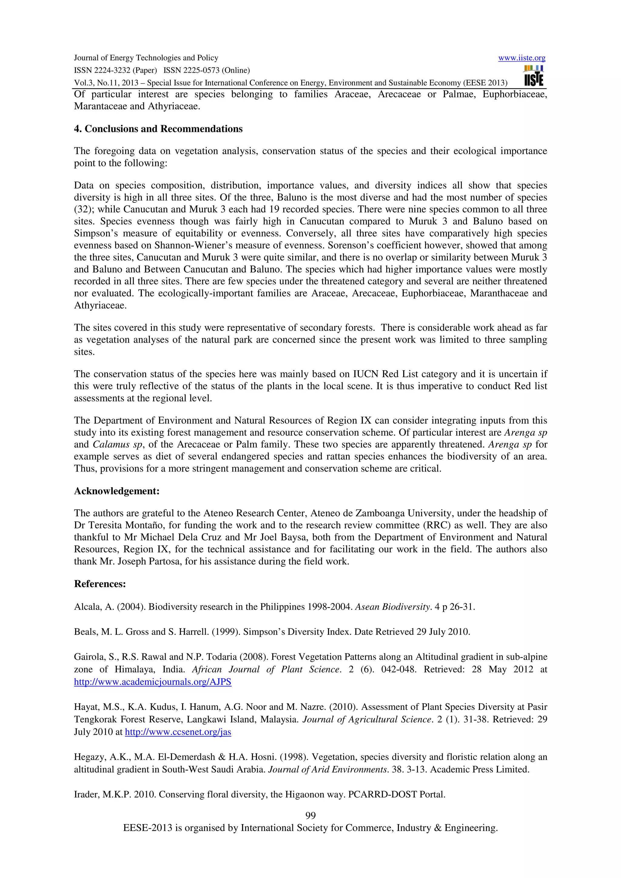 Vegetation analysis of the pasonanca natural park, zamboanga city, philippines | PDF