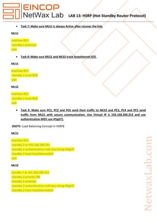 Eincop Netwax Lab: HSRP (Hot Standby Router Protocol) | PDF | Computer Networking | Computing