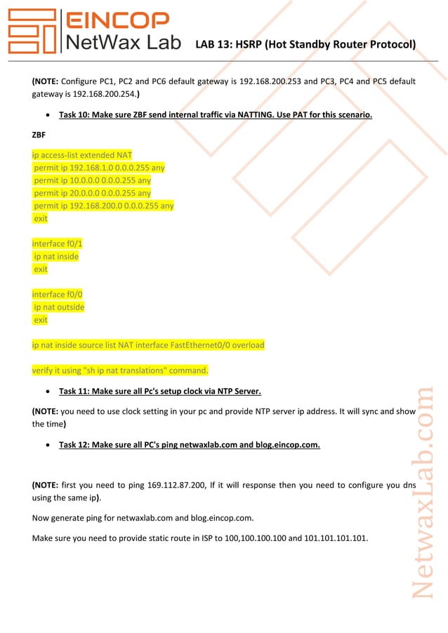 Eincop Netwax Lab: HSRP (Hot Standby Router Protocol) | PDF | Computer Networking | Computing