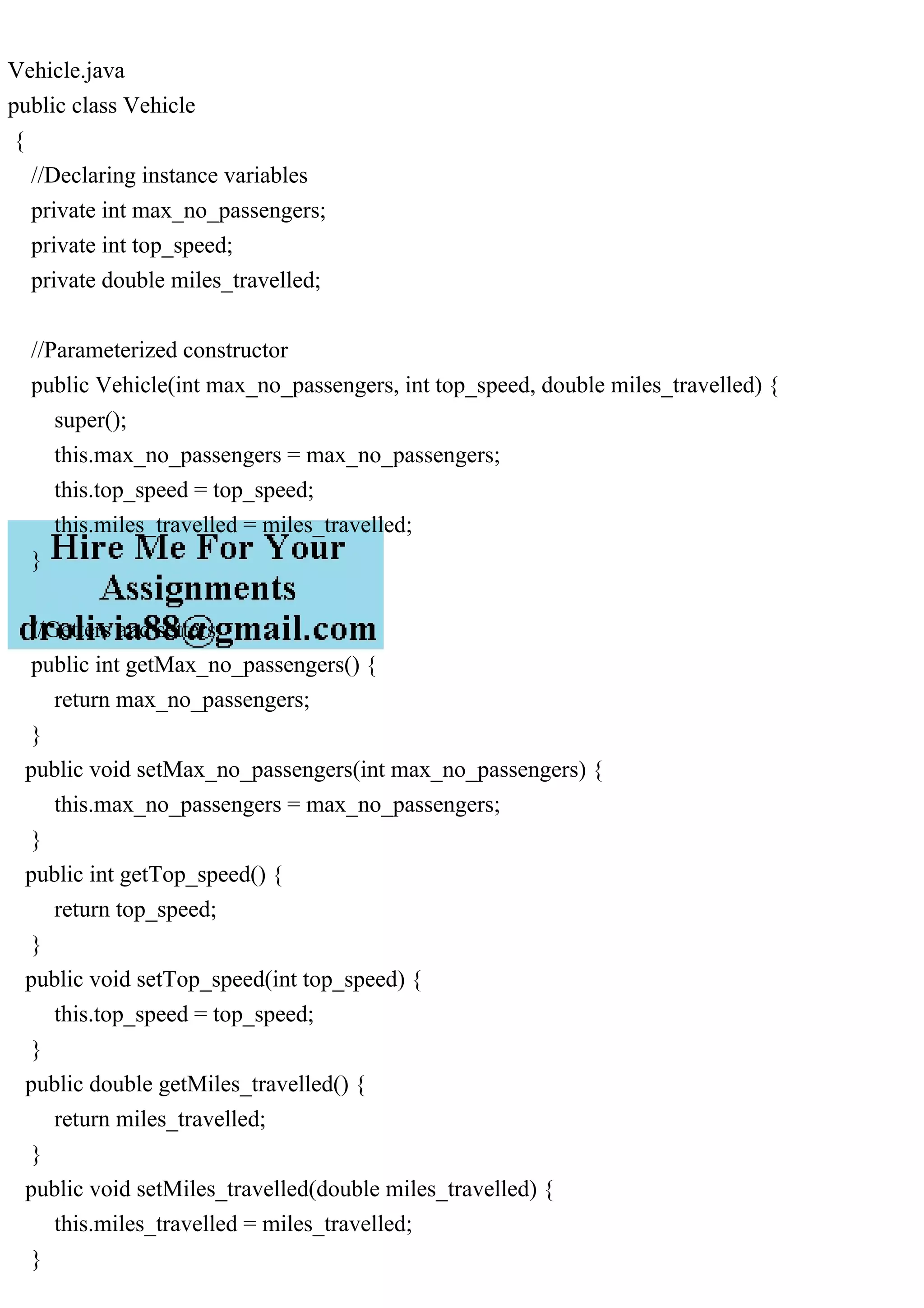 Vehicle.javapublic class Vehicle { Declaring instance var.pdf