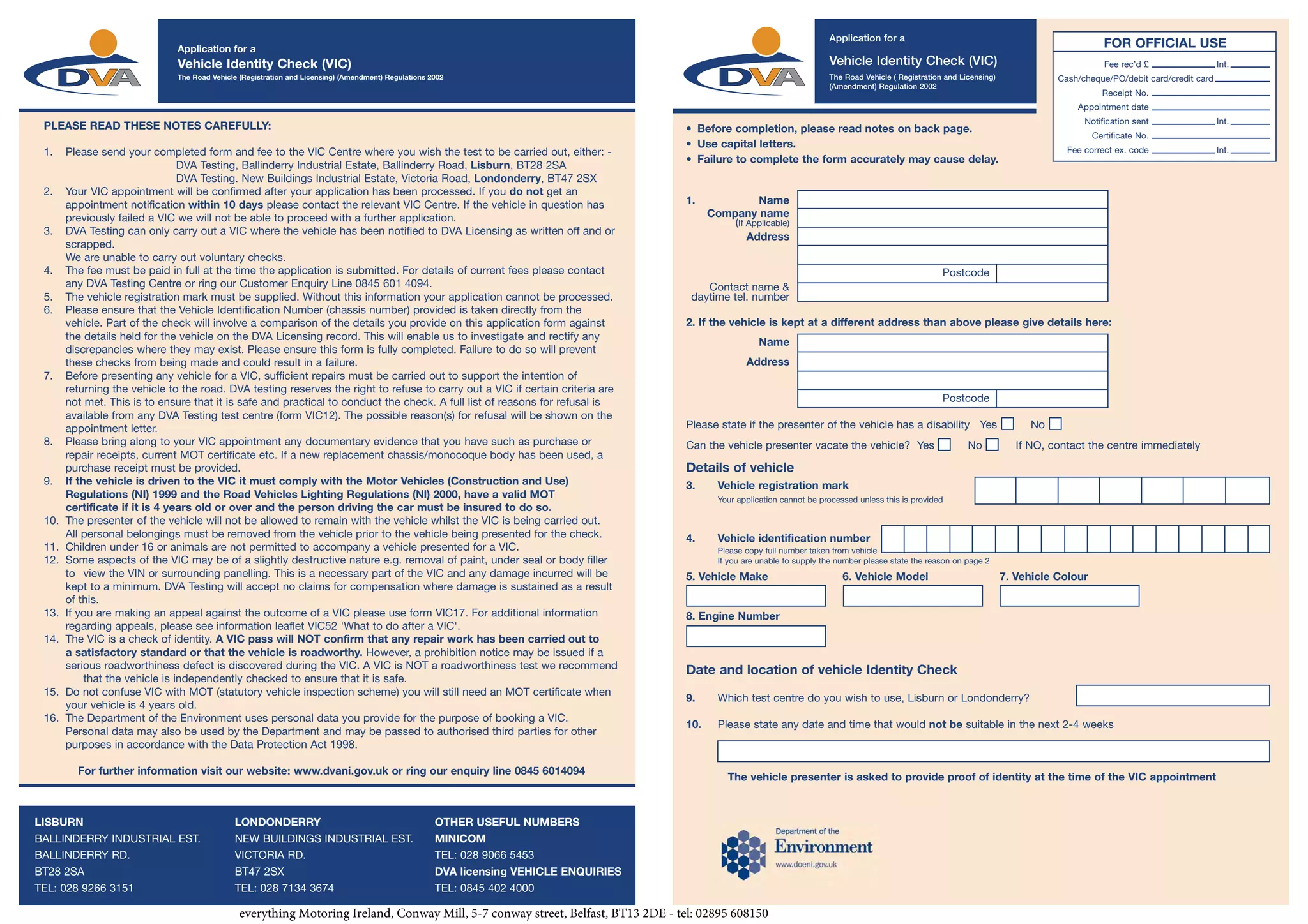Vehicle identity-check-ni | PDF