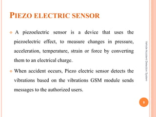 Vehicle accident detection and messaging system using GSM and arduino | PPTX