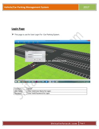 Vehicle(car) parking management system user manual by shitalinfotech | PDF
