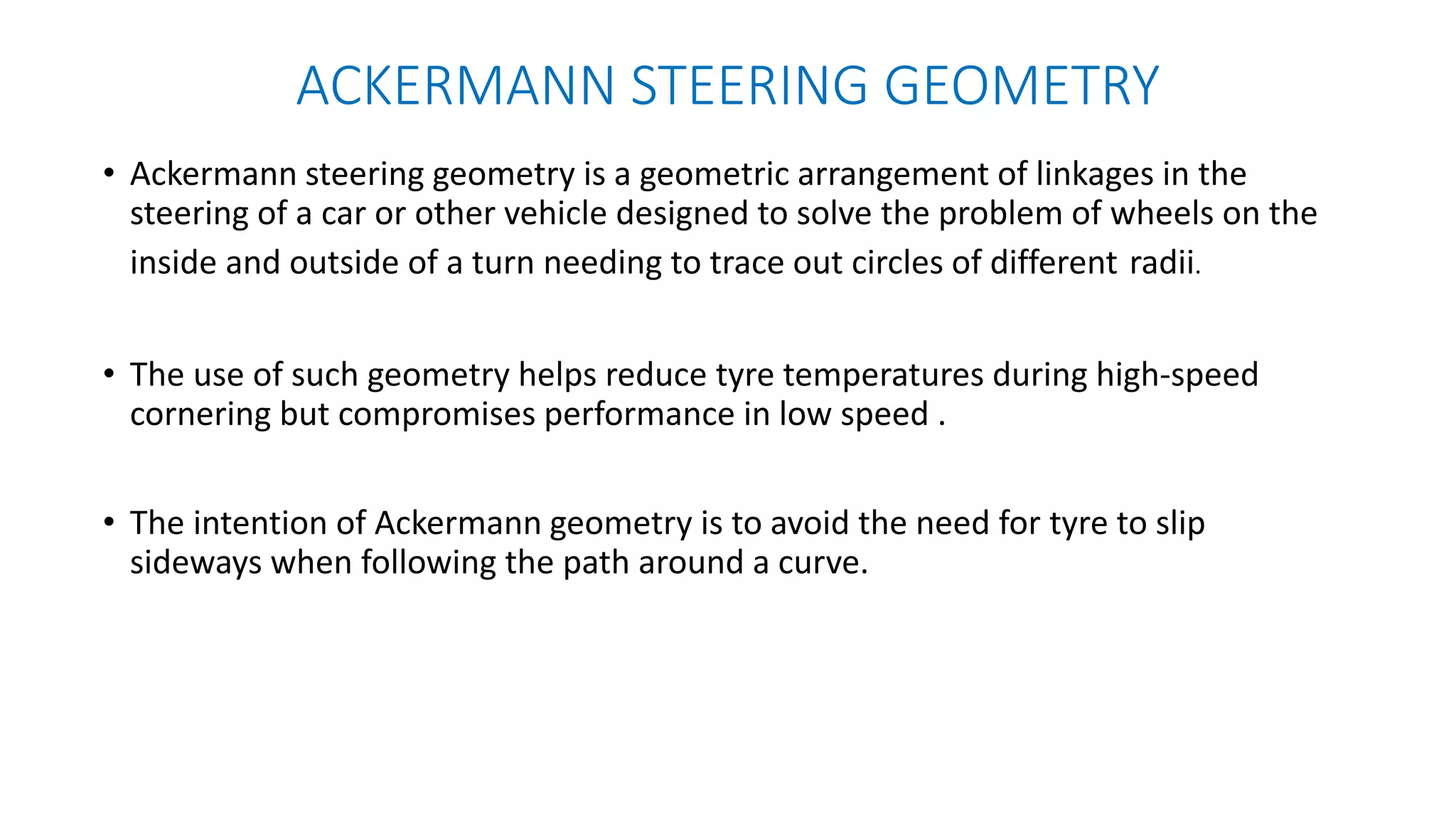 ackerman steering geometry and cornering | PPTX
