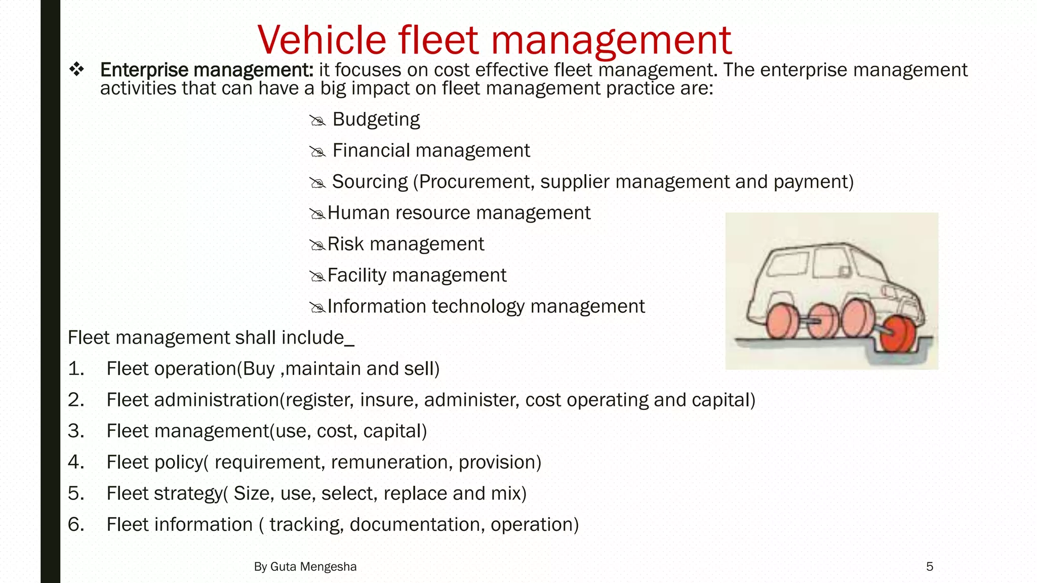 Vehicle fleet management in humanitarian organization | PDF