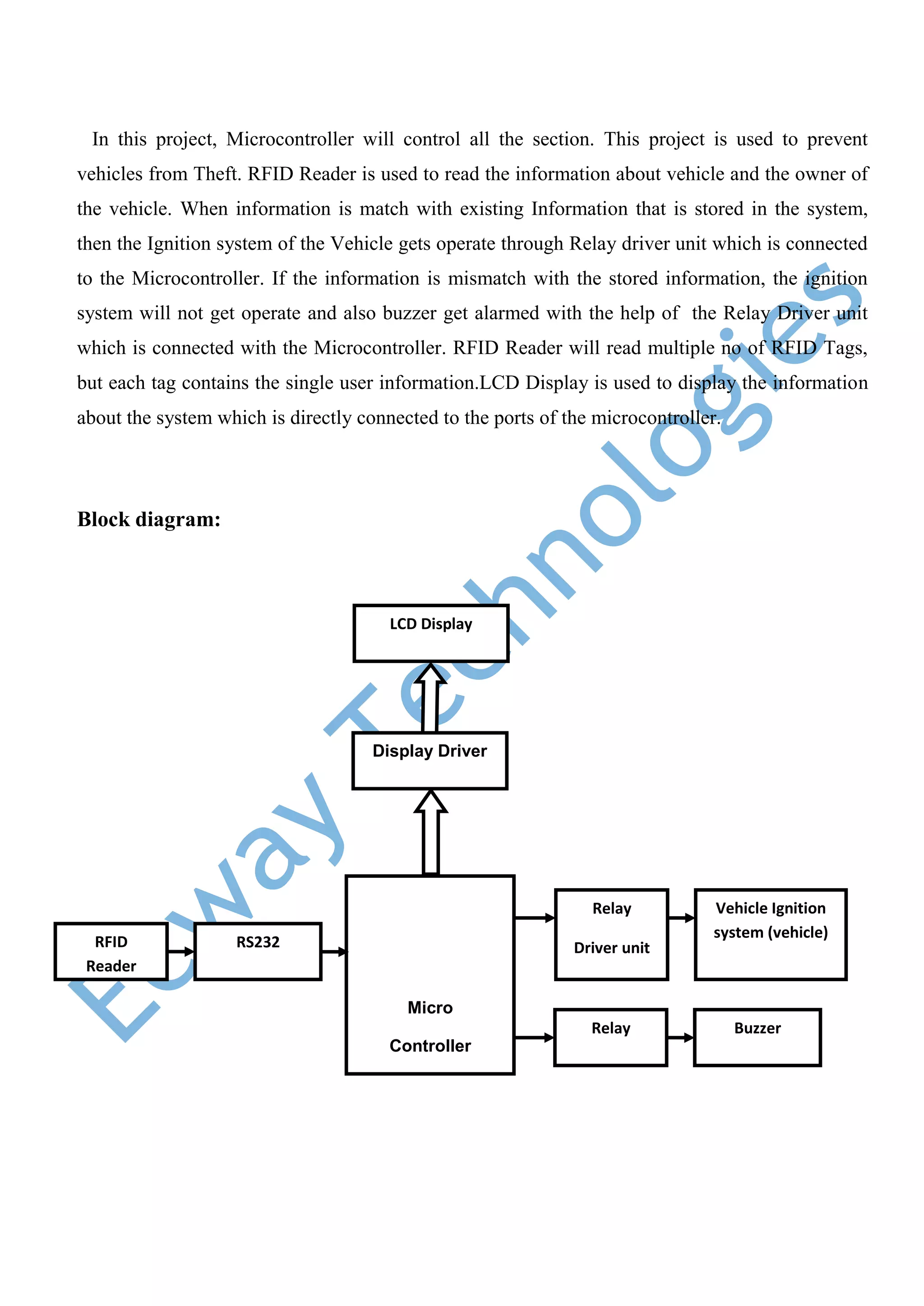 Vehicle ignition using rfid smart card | DOCX