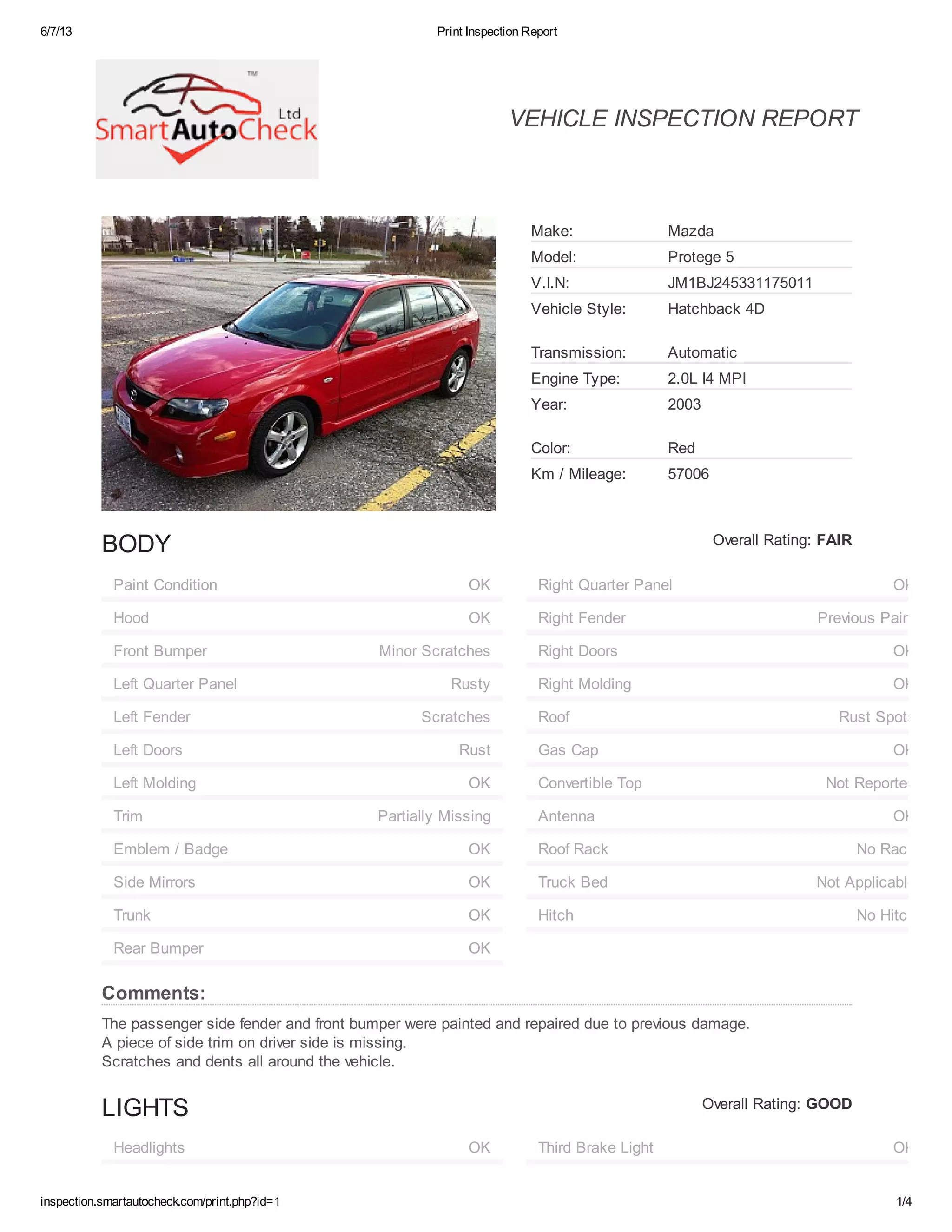 Vehicle inspection report | PDF
