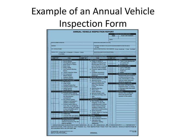 Vehicle inspection training | PPTX