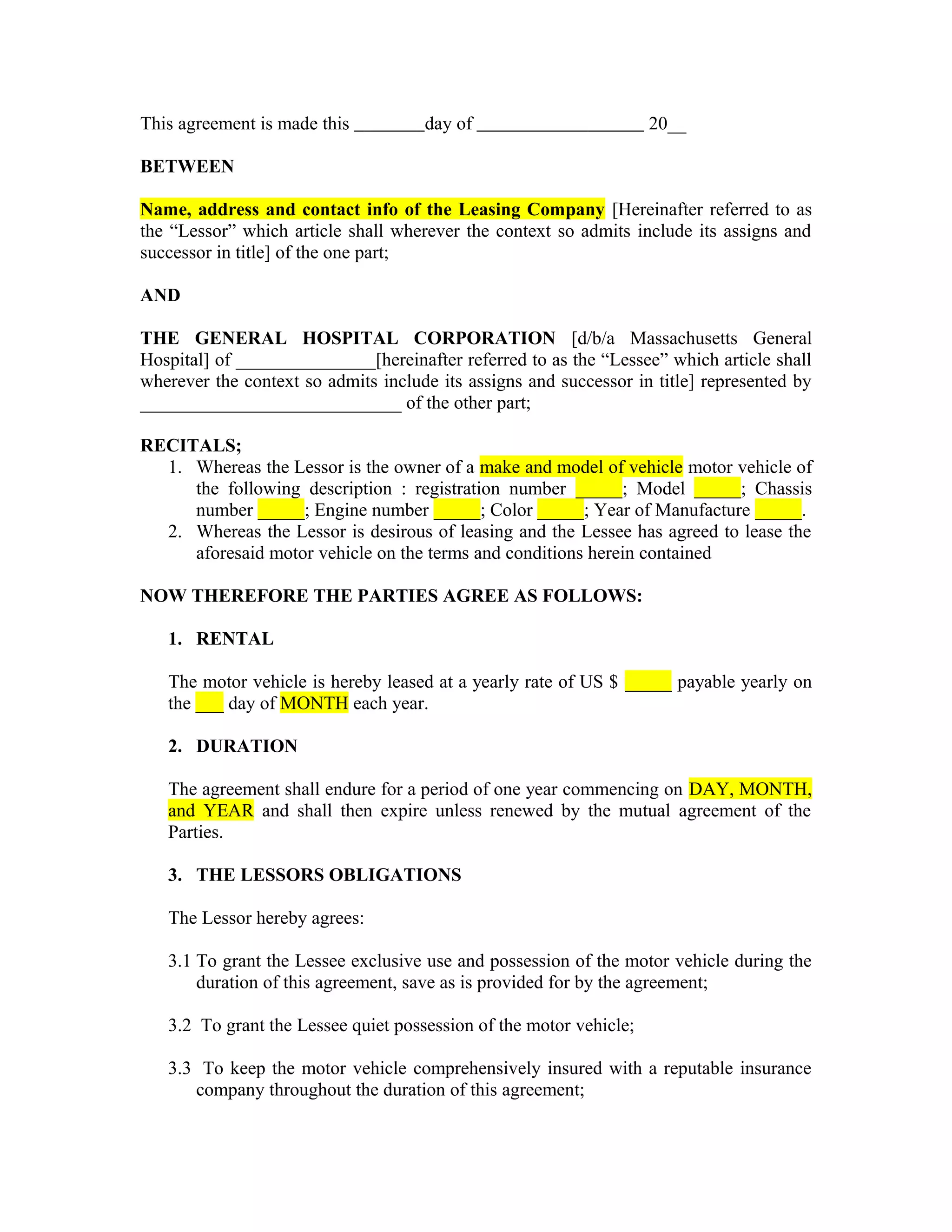 Vehicle lease agreement_template | DOC