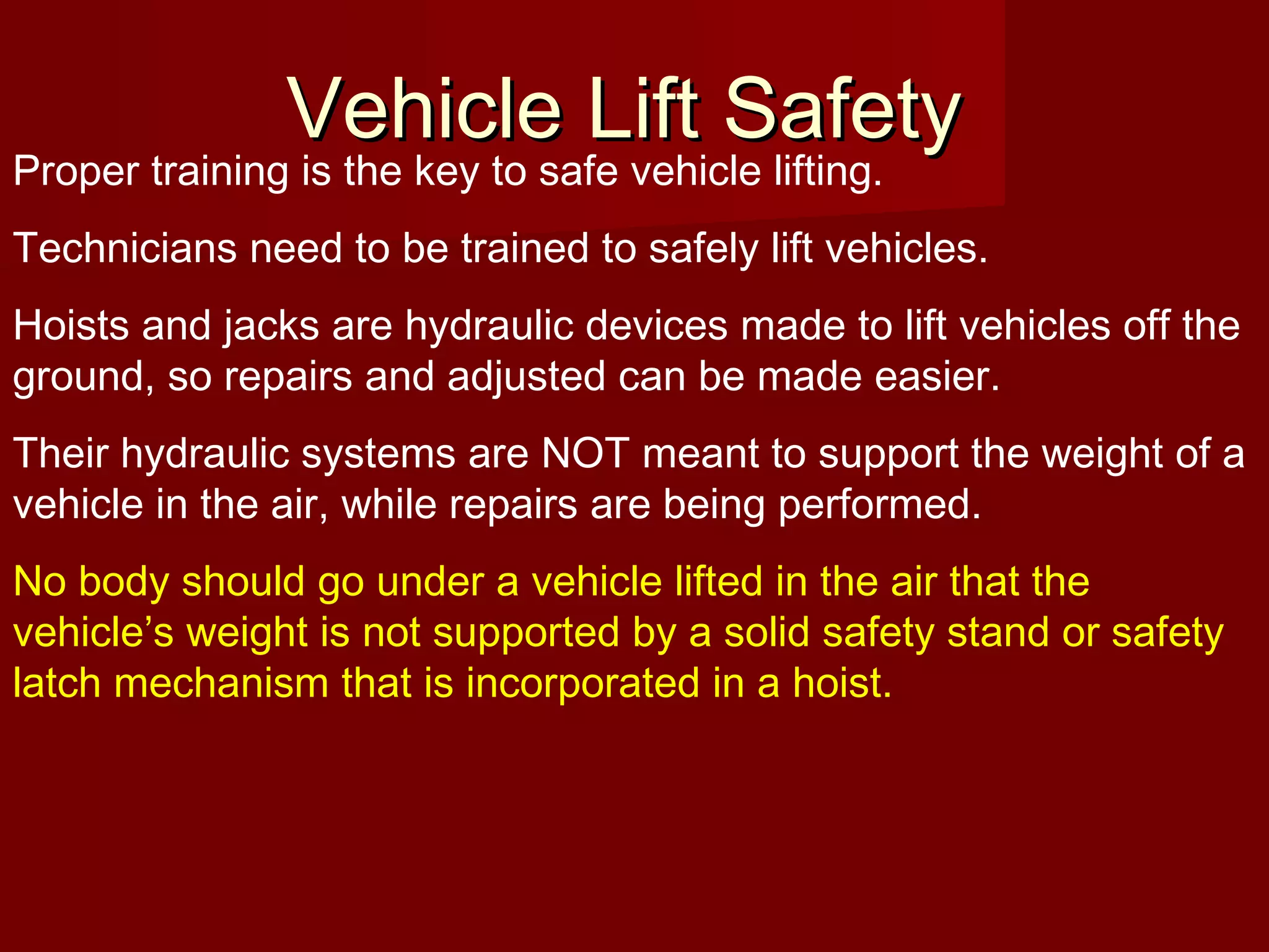 ONTAP - Vehicle Lift Safety | PPT
