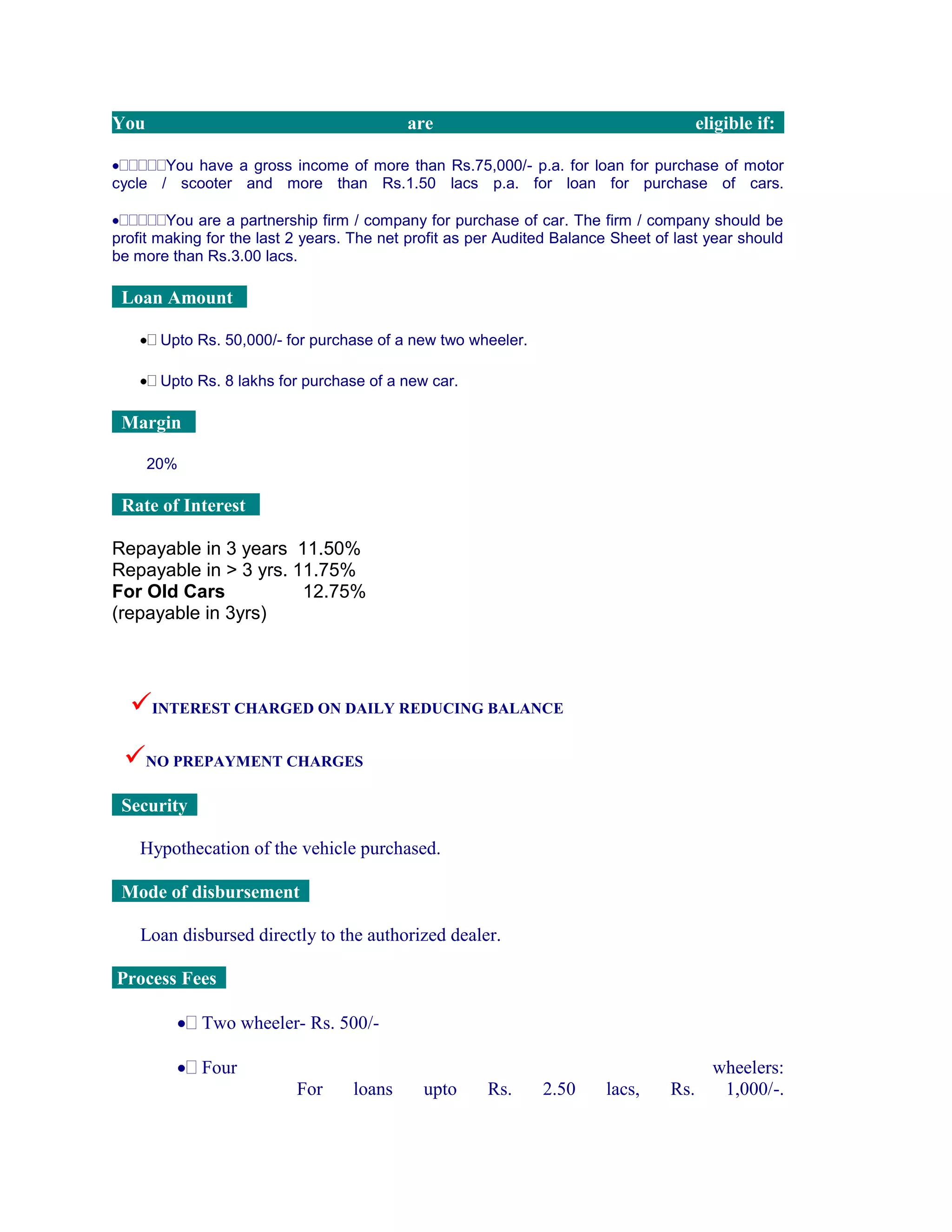 Vehicle loan | ZIP