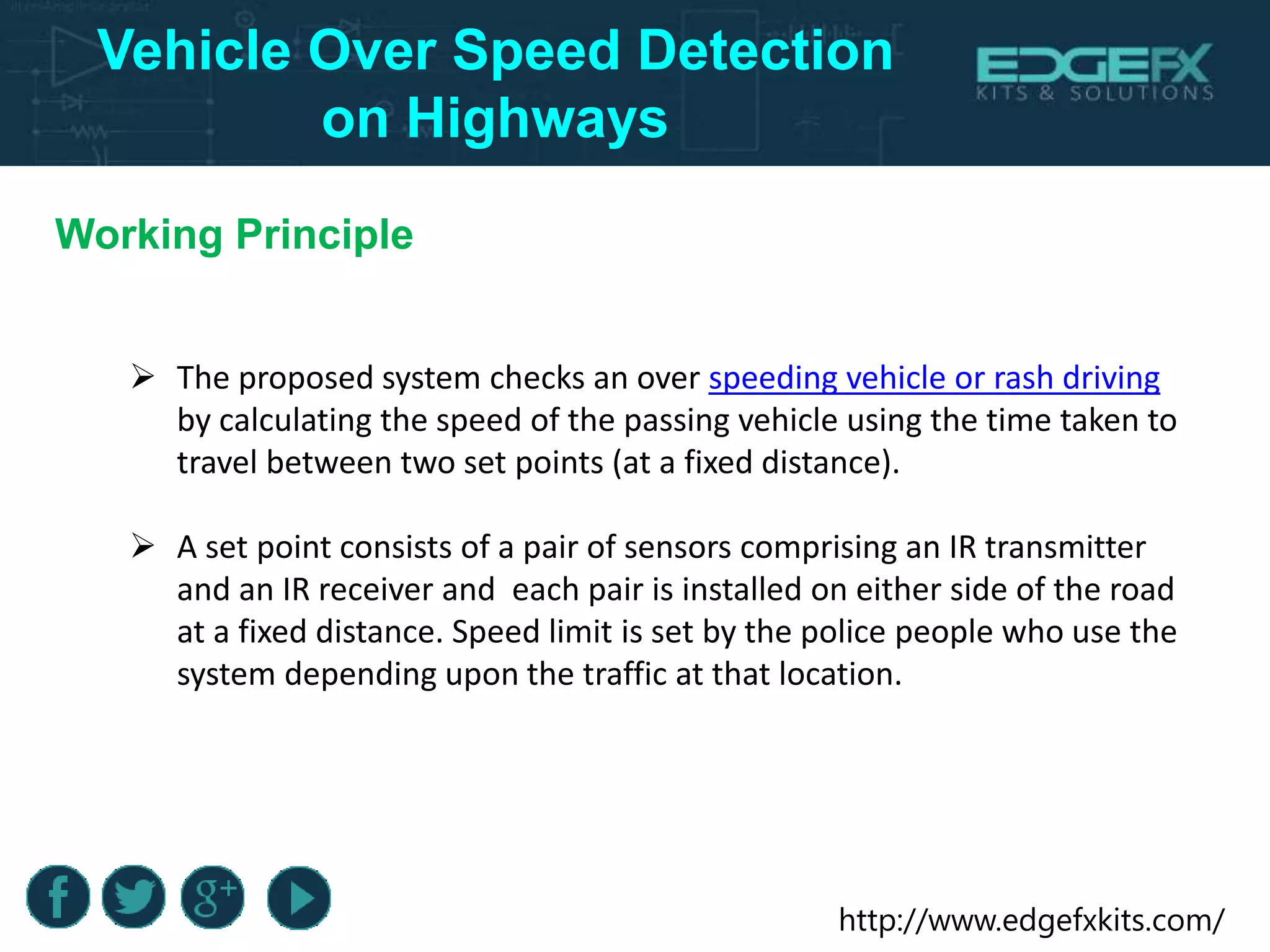 Vehicle Over Speed Detection on Highways | PPTX
