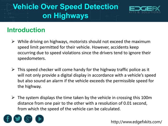 Vehicle Over Speed Detection on Highways | PPT