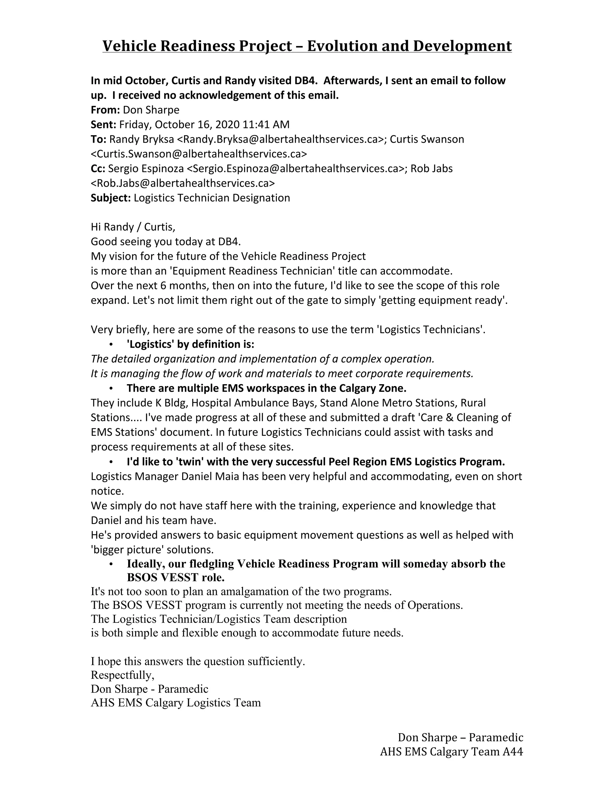 EMS Vehicle Readiness Project Development Report | PDF