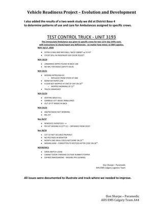 EMS Vehicle Readiness Project Development Report | PDF