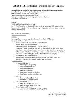 EMS Vehicle Readiness Project Development Report | PDF