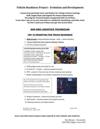 EMS Vehicle Readiness Project Development Report | PDF