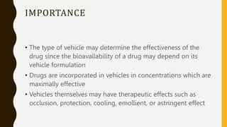 Vehicles and Formulations in Dermatology | PPTX