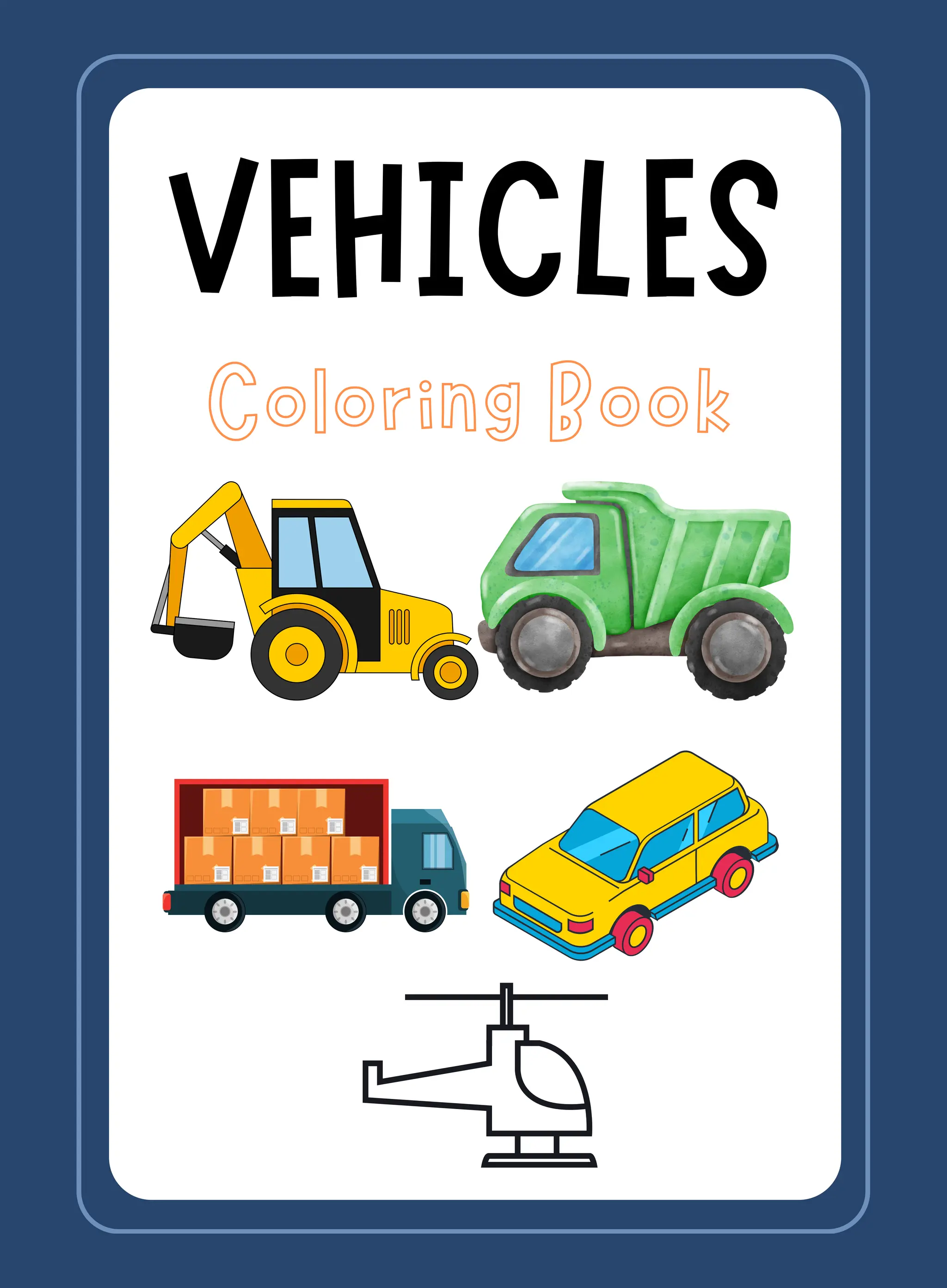 Kids' Vehicle Adventure: Printable Coloring Pages with Cars, Boats ...