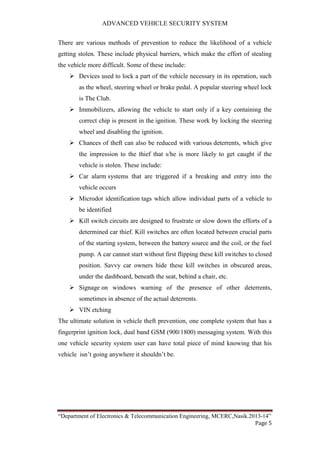 Vehicle security system final report | PDF