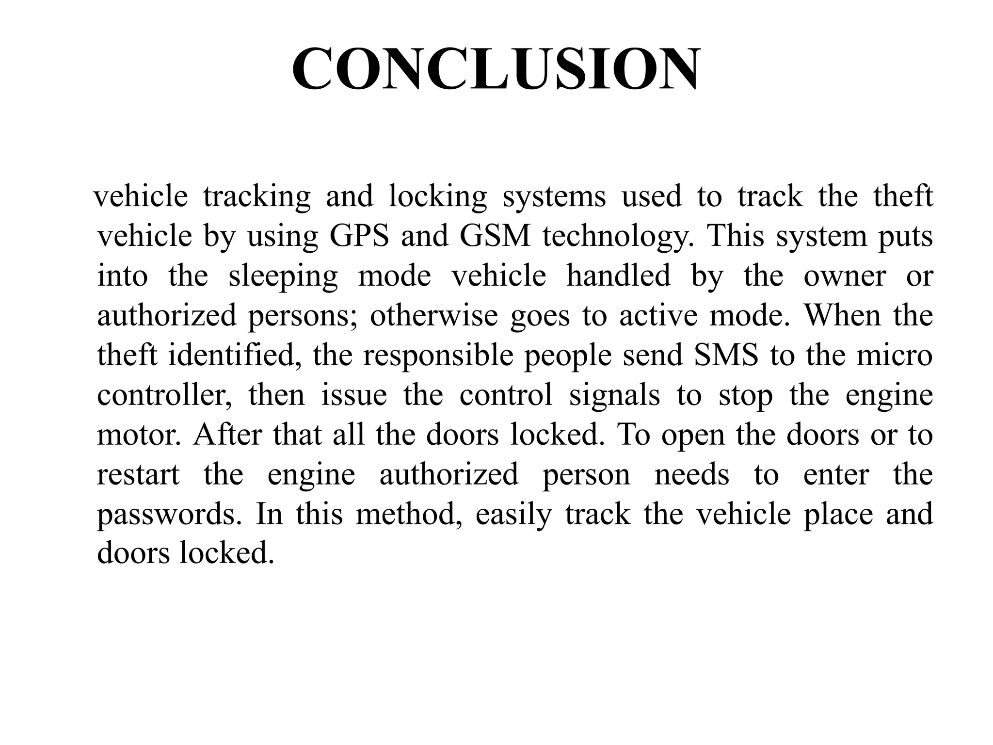 Vehicle tracking and locking system based on GSM and GPS | PPTX