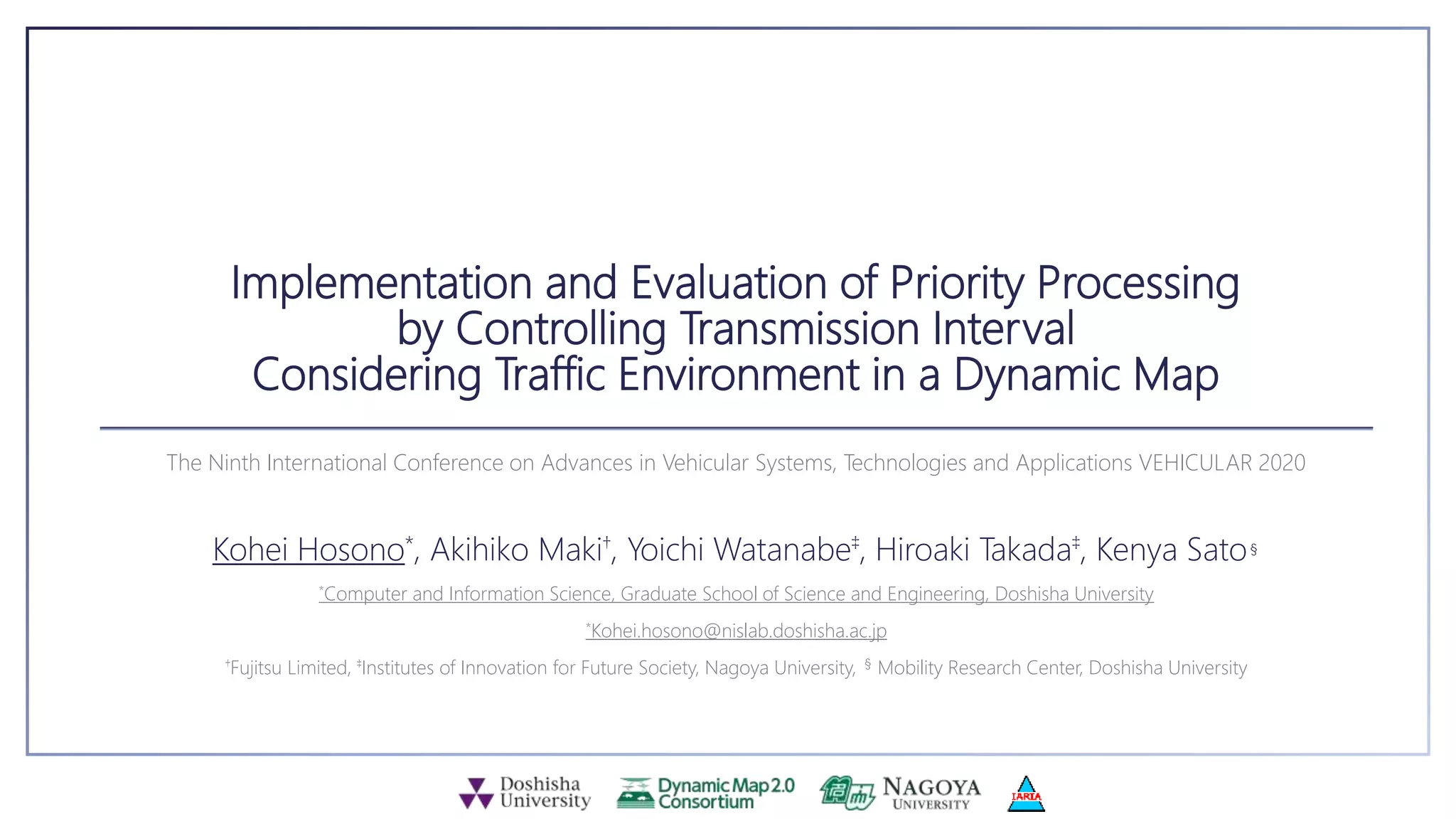 VEHICULAR 2020 Presentation by Kohei Hosono | PPTX