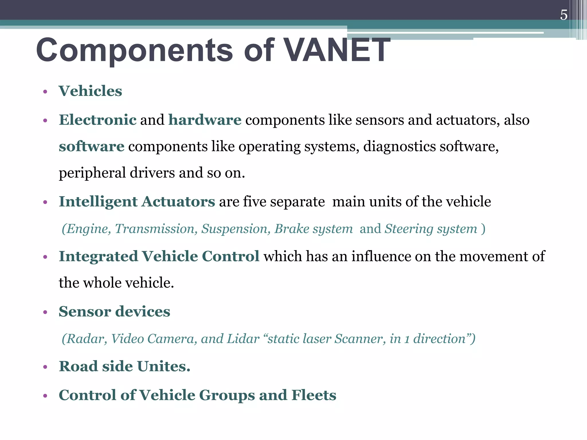 Vehicular ad hoc network - VANET | PPTX