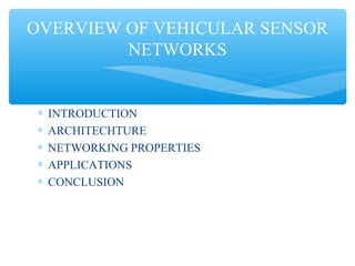 Vehicular sensor netwks ppt | PPT