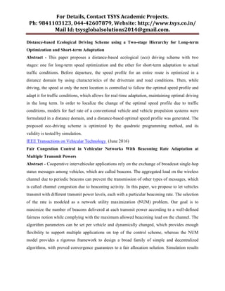 IEEE Vehicular technology 2016 Title and Abstract | PDF