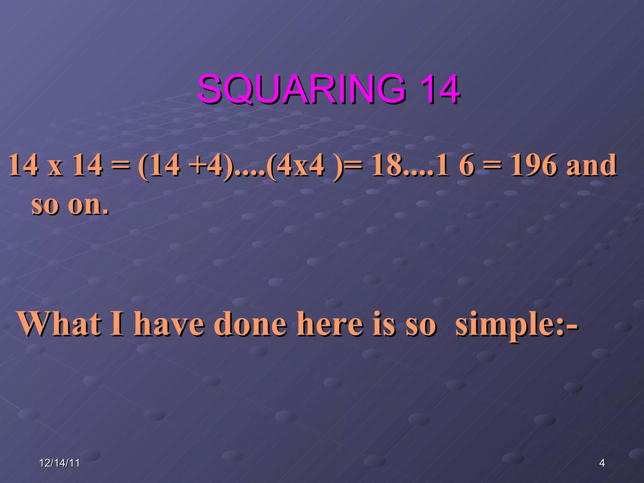 Veidic methods of squaring | PPT