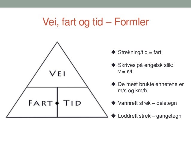 Vei, fart og tid undervisning
