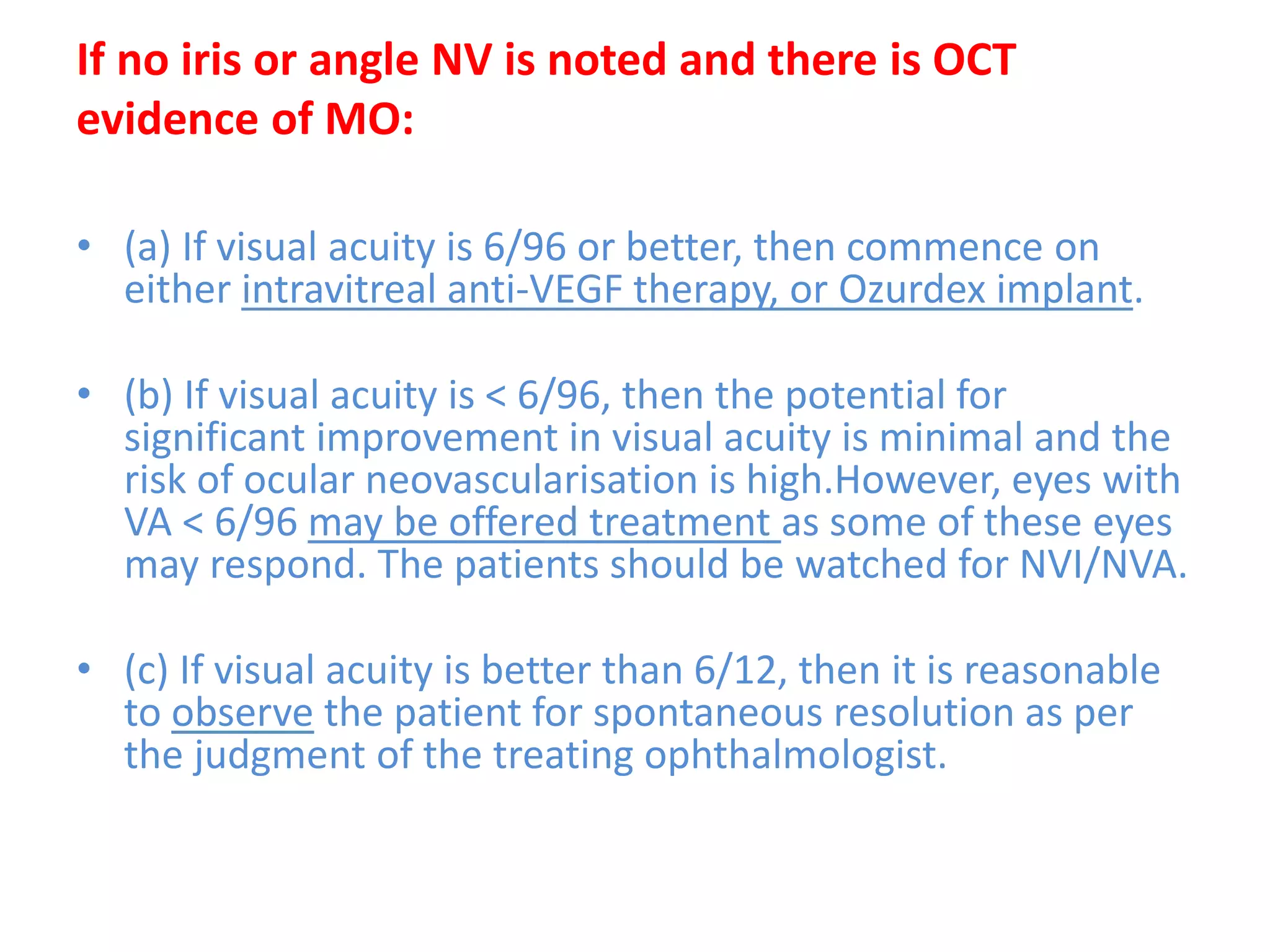 Vein occlusion guidelines | PPTX