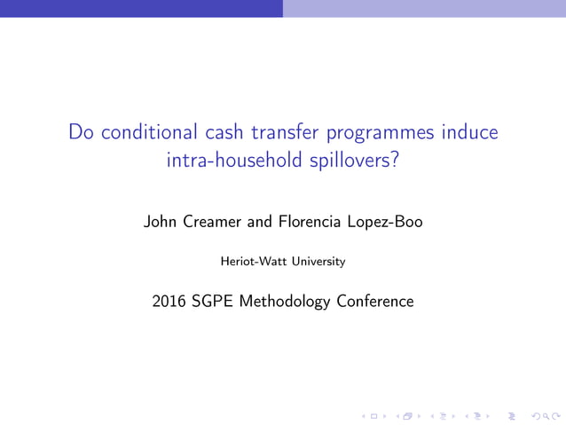 Do conditional cash transfer programs induce intra-household spillovers ...