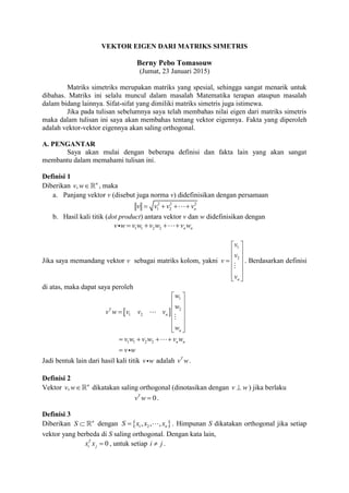 Vektor Eigen dari Matriks Simetris | PDF