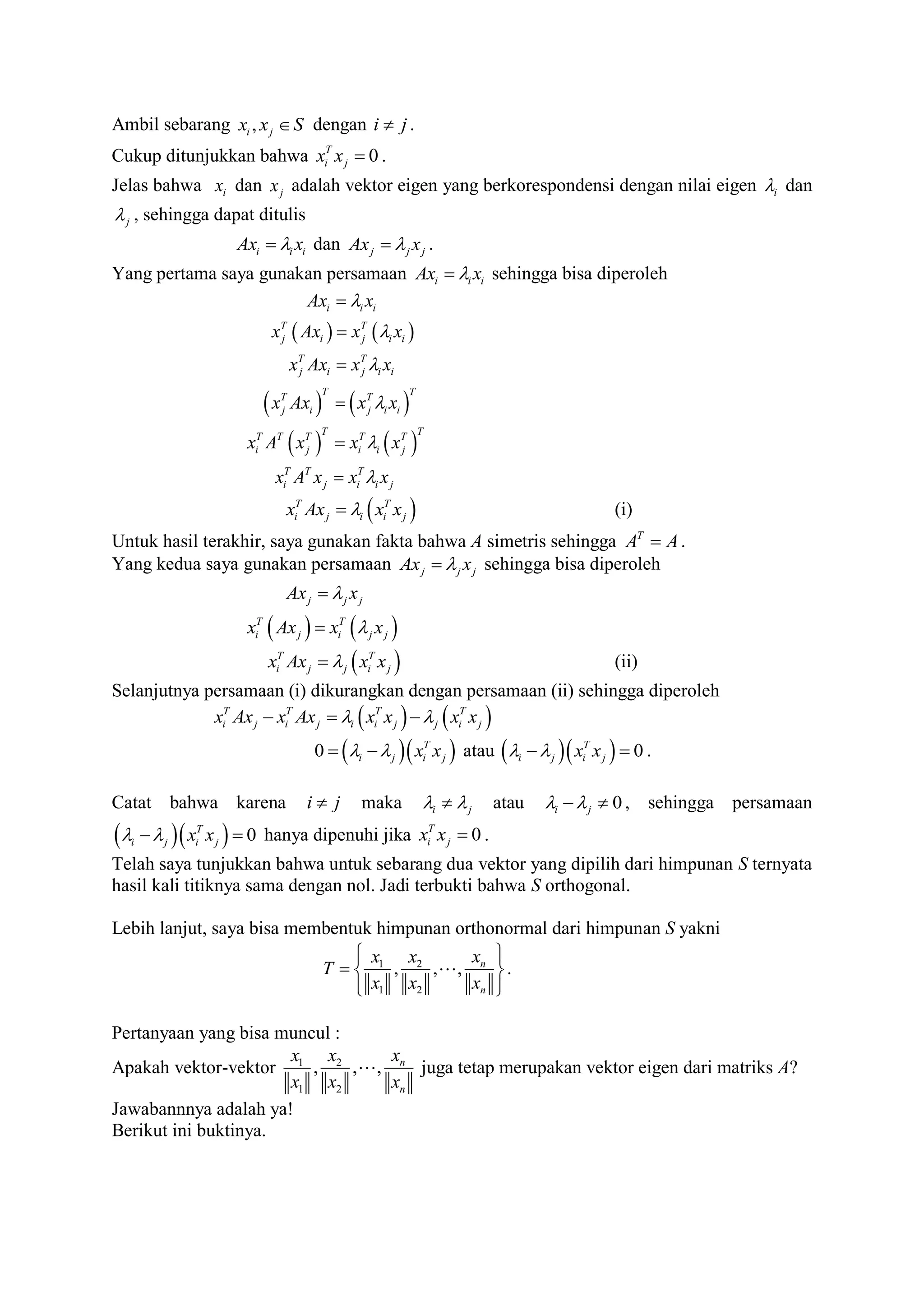 Vektor Eigen Dari Matriks Simetris | PDF