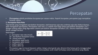 Kecepatan dan Percepatan Vektor | PPTX