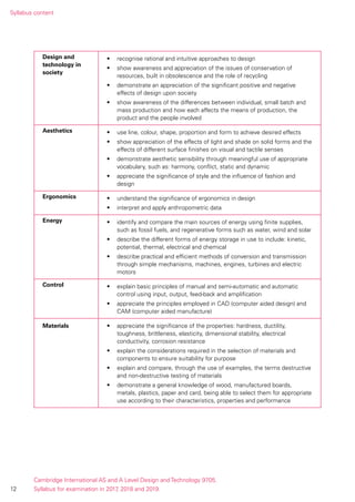 A Level D&T Syllabus Content | PDF