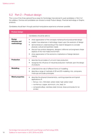 A Level D&T Syllabus Content | PDF