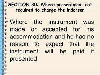 Law on Negotiable Instruments (section 80 85) | PPTX