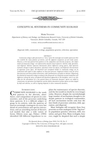 Vellend community ecology_qrb2010[1]-1 | PDF