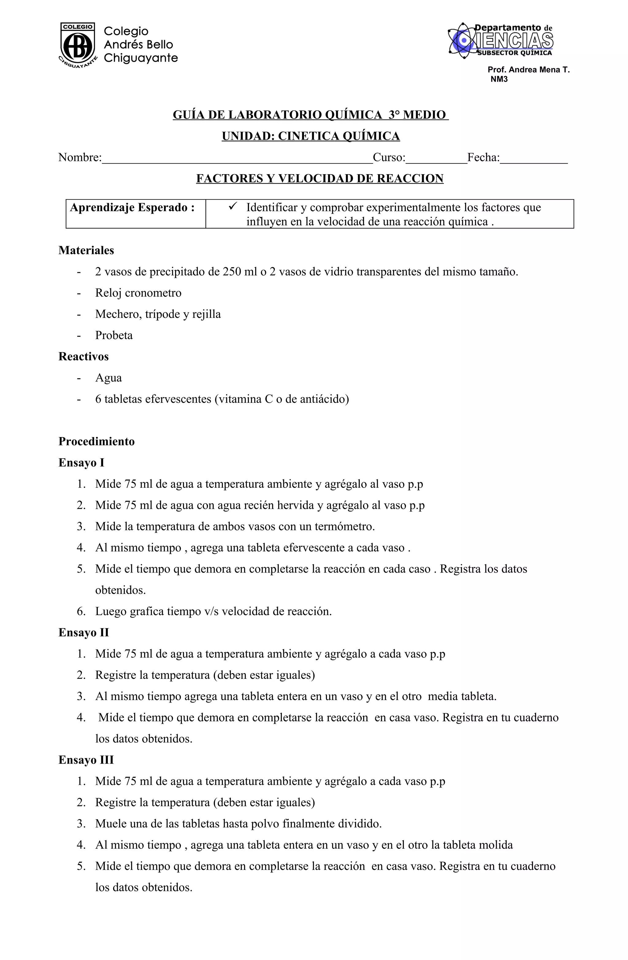Velocidad de reaccion | DOC