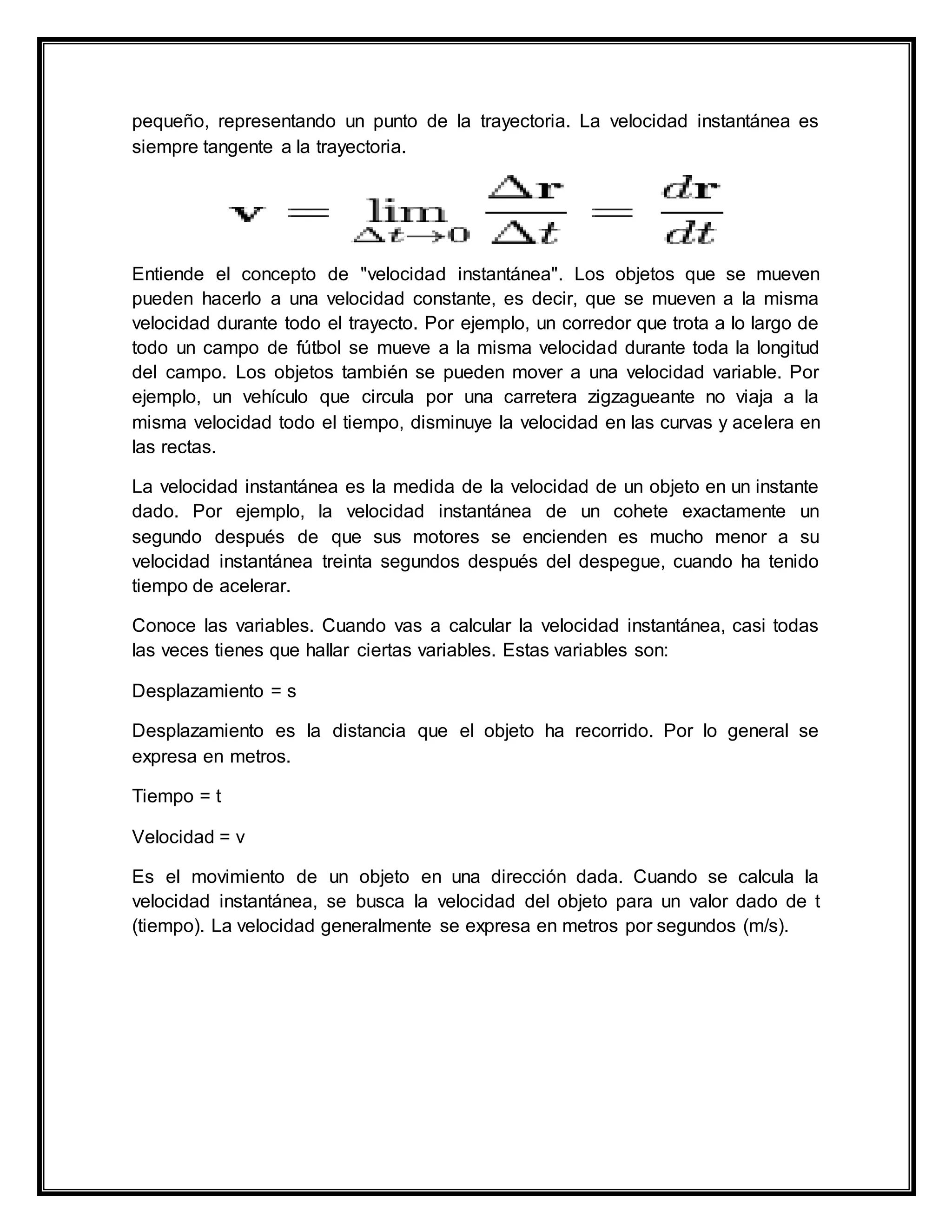 Velocidad instantanea | PDF