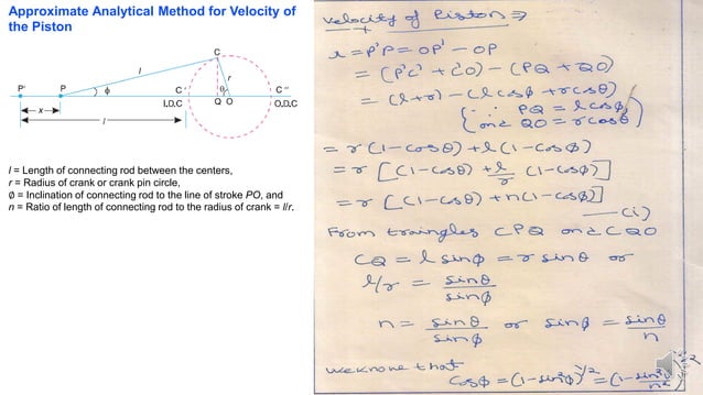 Velocity of Piston (Analytical Method) | PPT