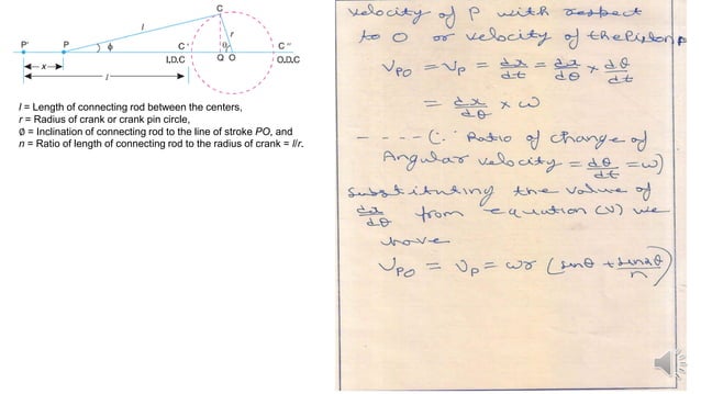 Velocity of Piston (Analytical Method) | PPT