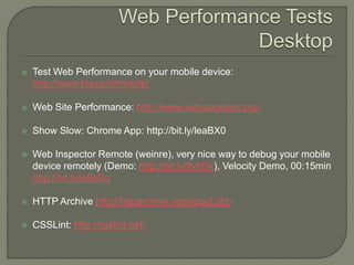 Mobile Web Performance - Velocity 2011 | PDF