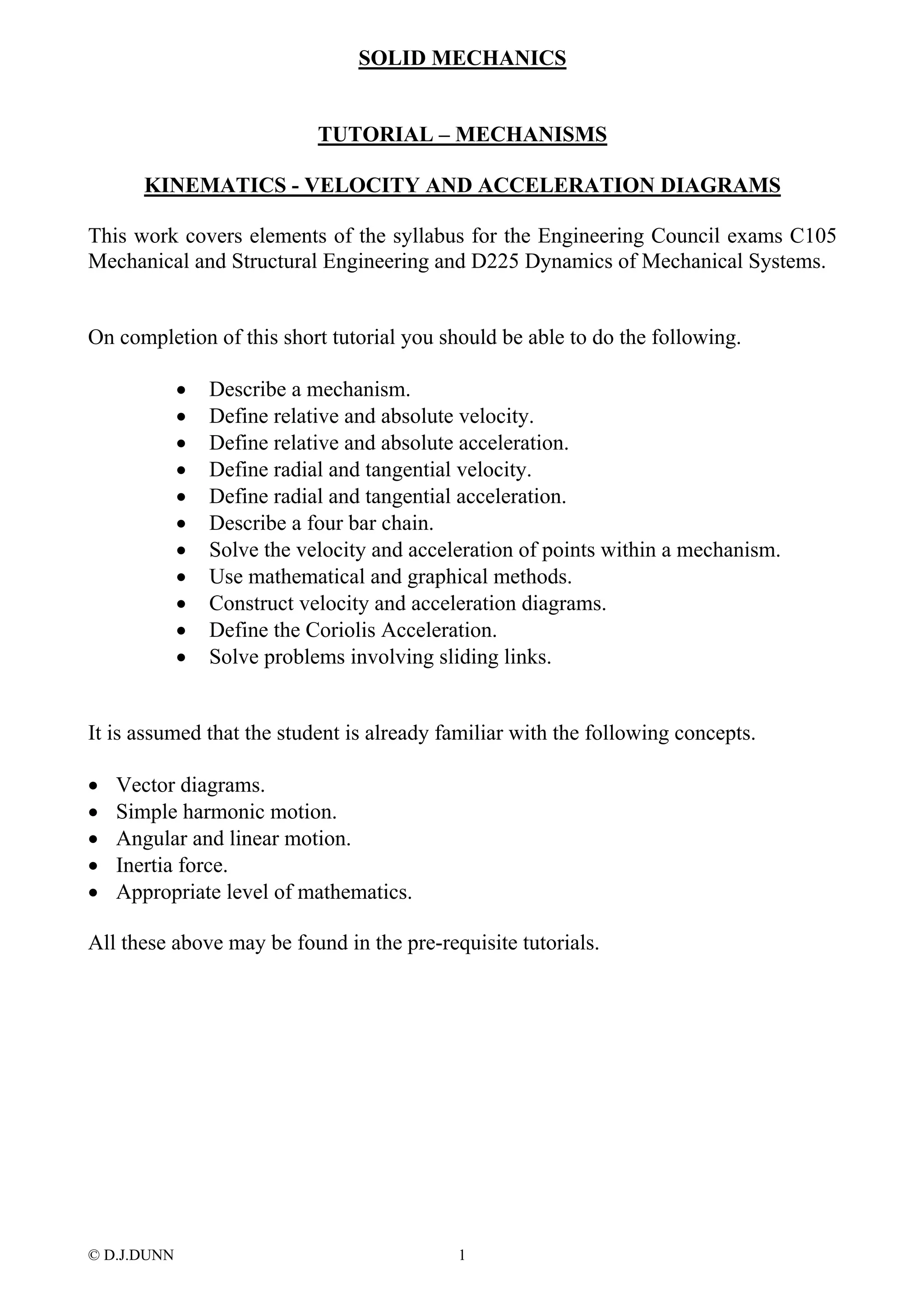Velocity & acceleration diagrams | PDF