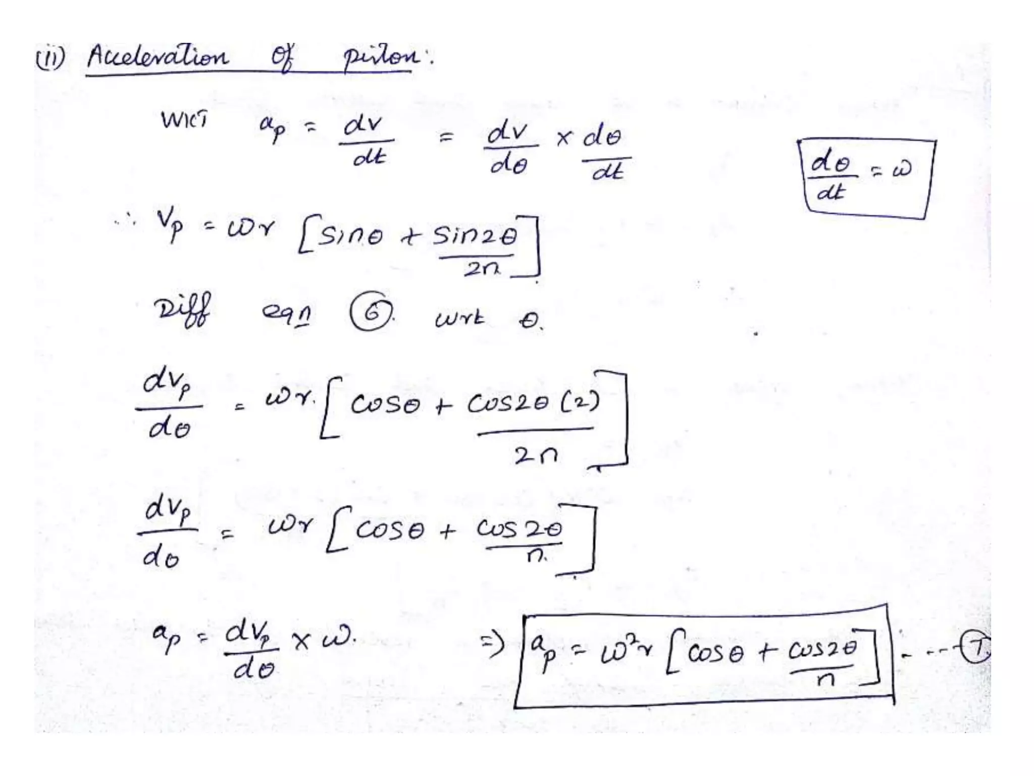 Velocity and Acceleration of piston and connecting rod derivation.pptx